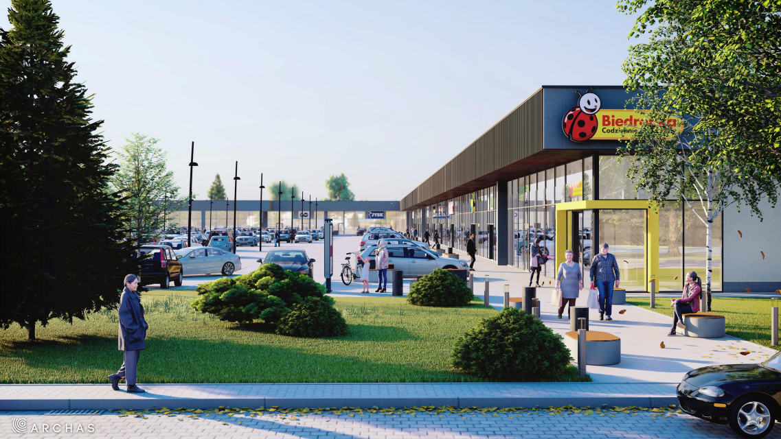 Były zakłady mięsne, jest największy obiekt handlowy w Grodzisku ...